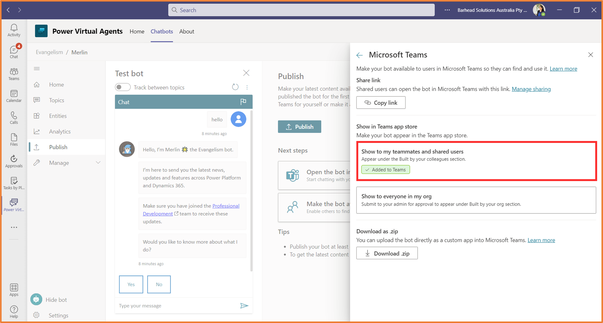 Power Virtual Agents & Teams: Send a proactive message to everyone with ...