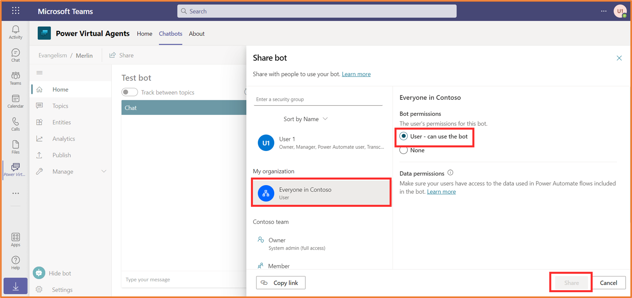 Share your Teams Power Virtual Agent with all of your colleagues via a ...