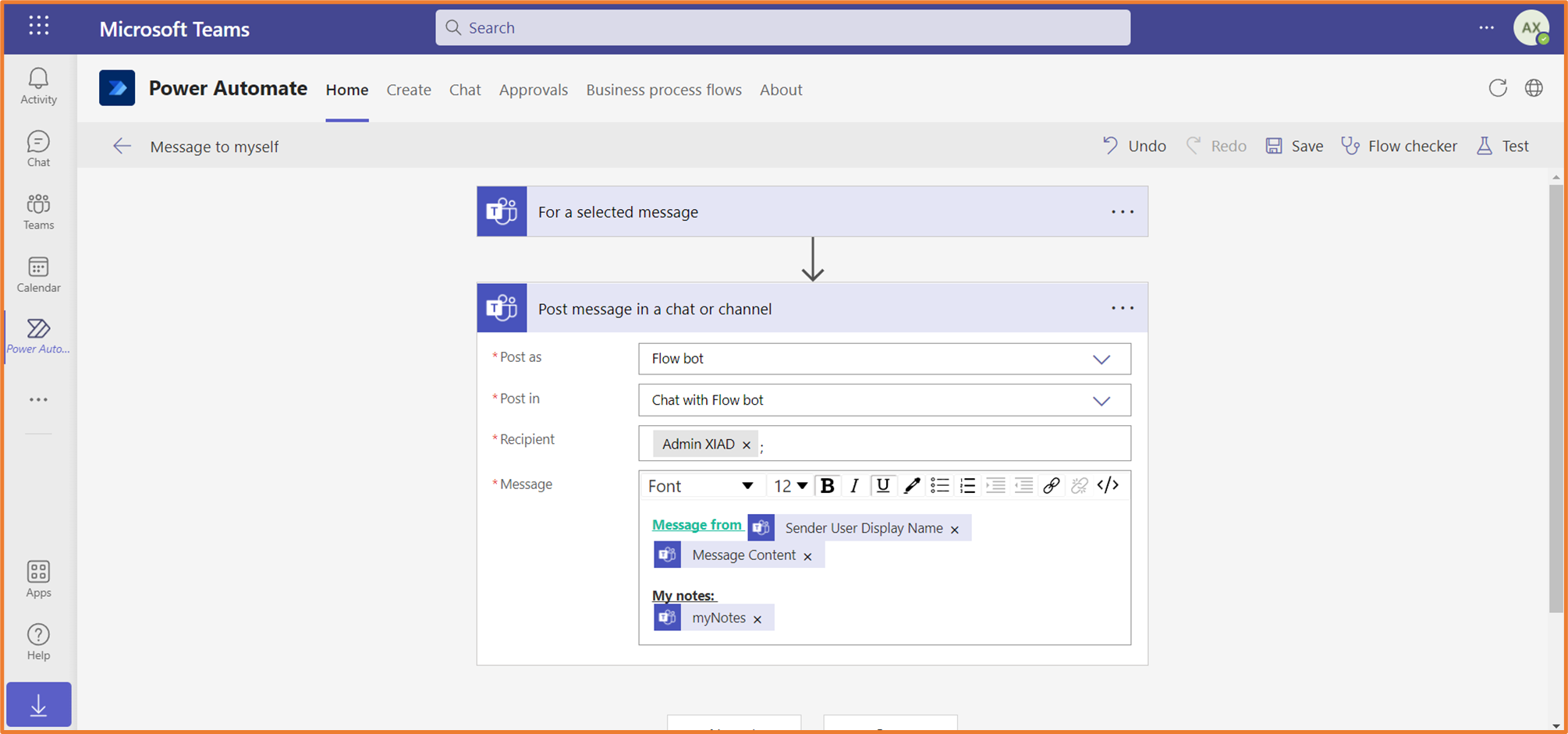 Create your own custom action for a message posted in Microsoft Teams ...