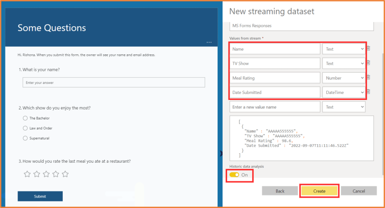 Use Power Automate to add Microsoft Forms submissions to a Power BI ...
