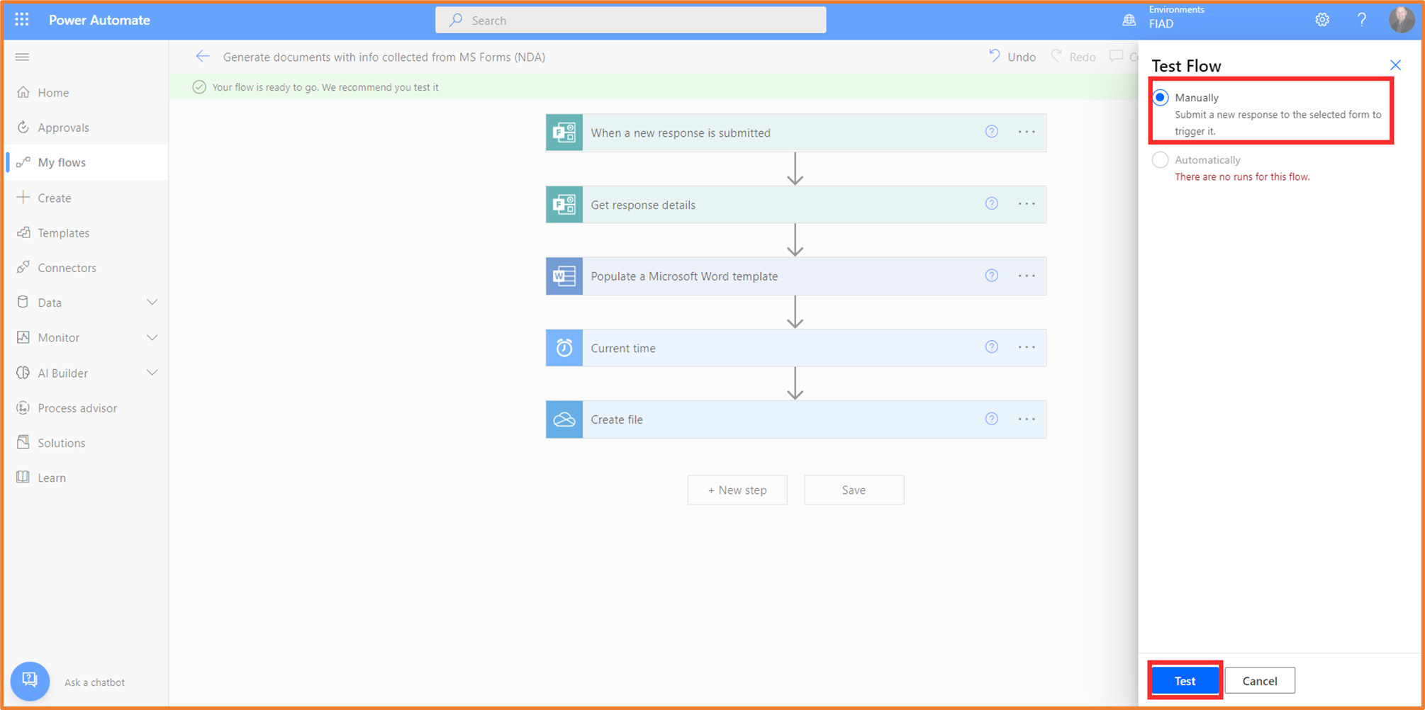 Generate documents with information collected from Microsoft Forms ...