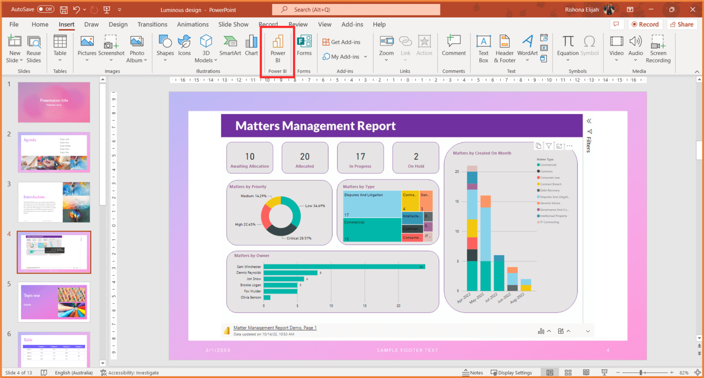 Add an interactive Power BI report in PowerPoint presentation – Rishona ...
