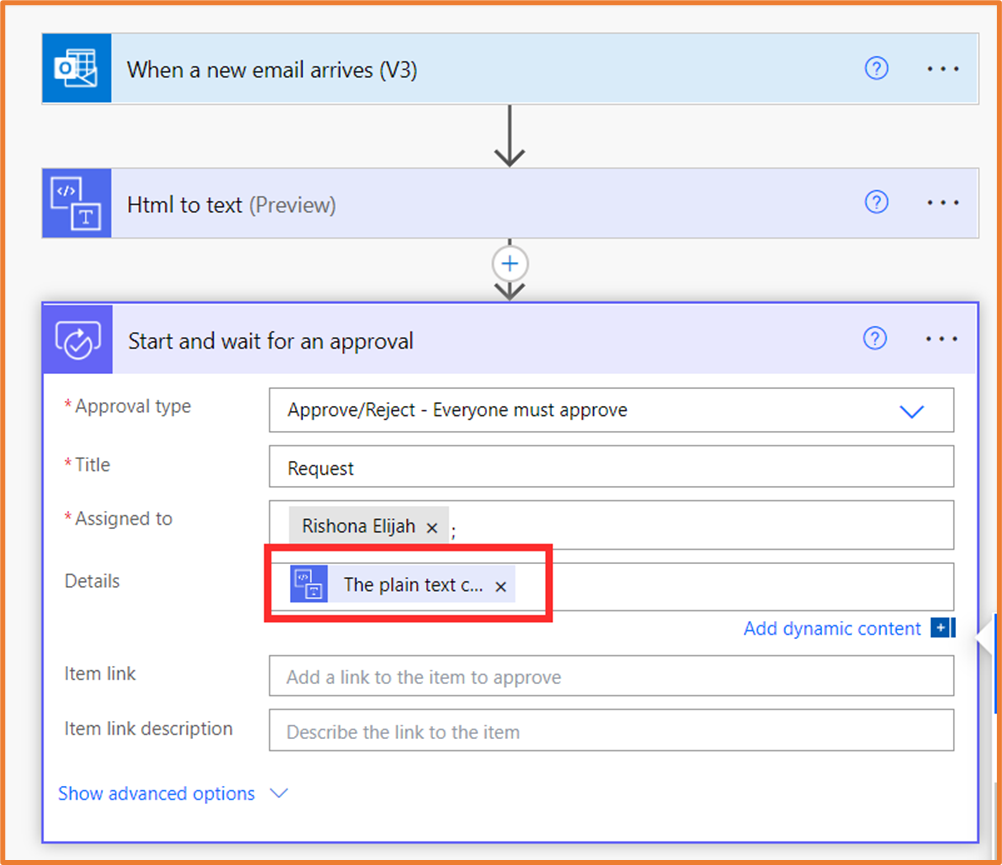 Display full email message in an approval request – Rishona Elijah