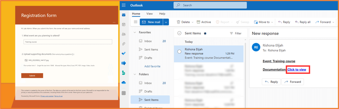 Email a link to a file that has been uploaded via Microsoft Forms ...