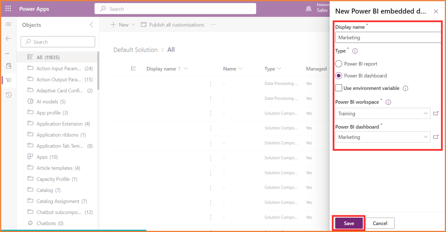 Add Power BI report or dashboard in a Power App (model-driven app ...