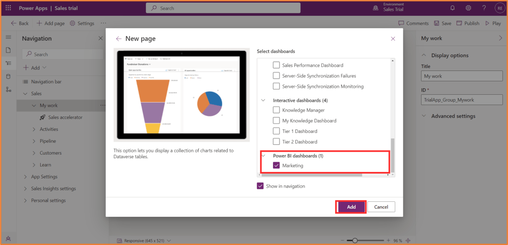 Add Power BI report or dashboard in a Power App (model-driven app ...