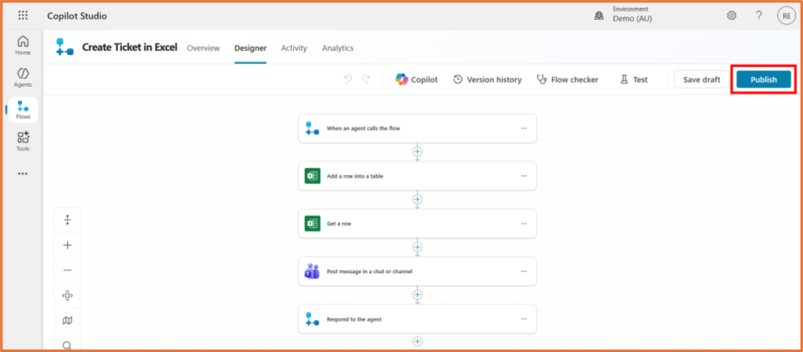 Copilot Studio: Build an agent flow that can read and write to Excel ...