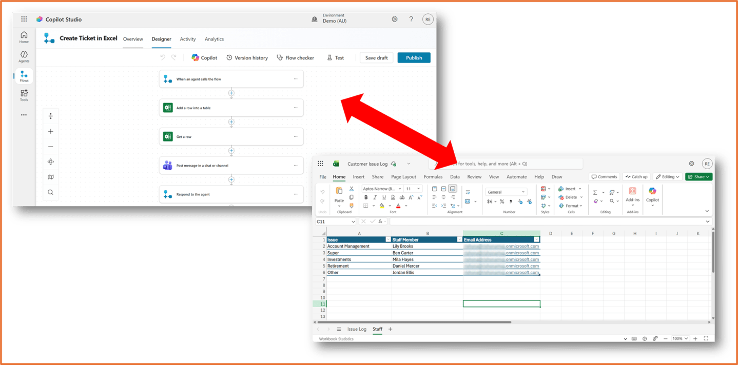 Copilot Studio: Build an agent flow that can read and write to Excel ...