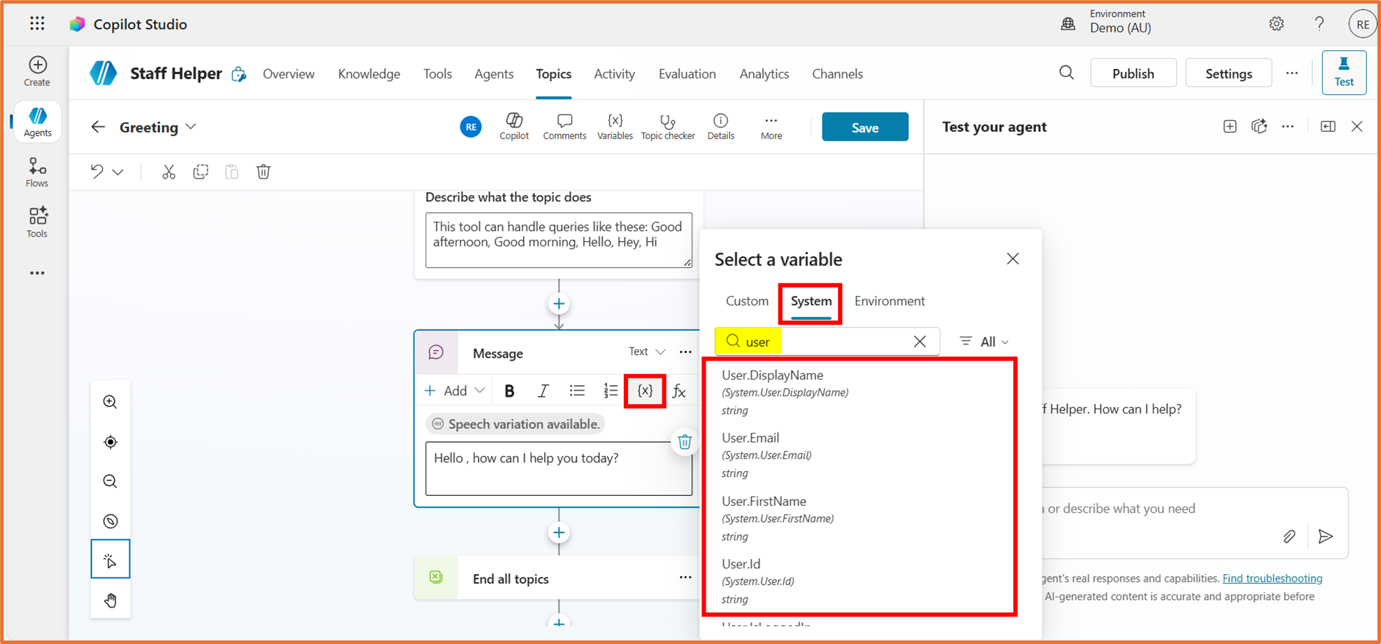 Copilot Studio: Readily-available information about the logged in user ...